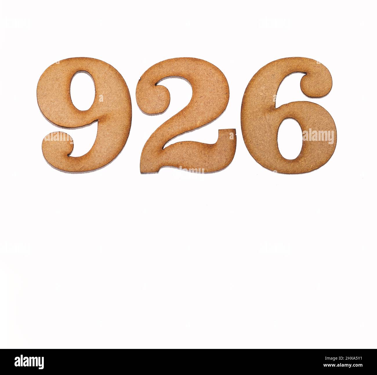 Number 926 - Piece of wood isolated on white background Stock Photo - Alamy