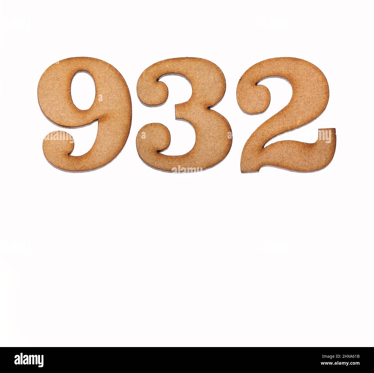 Number 932 - Piece of wood isolated on white background Stock Photo - Alamy