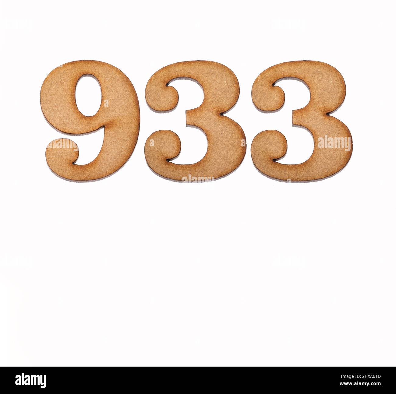 Number 933 in wood, isolated on white background Stock Photo - Alamy