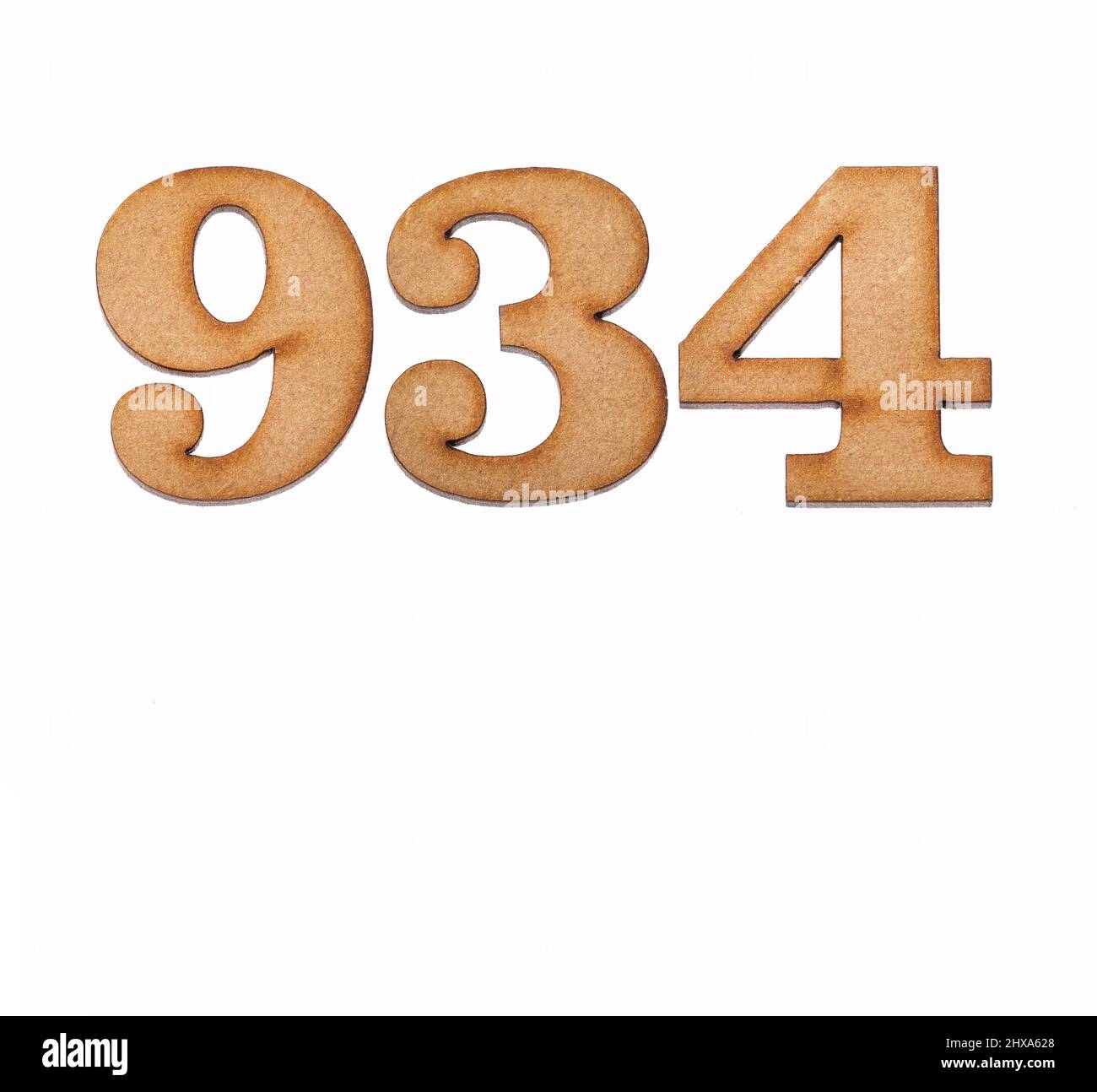 Number 934 - Piece of wood isolated on white background Stock Photo - Alamy