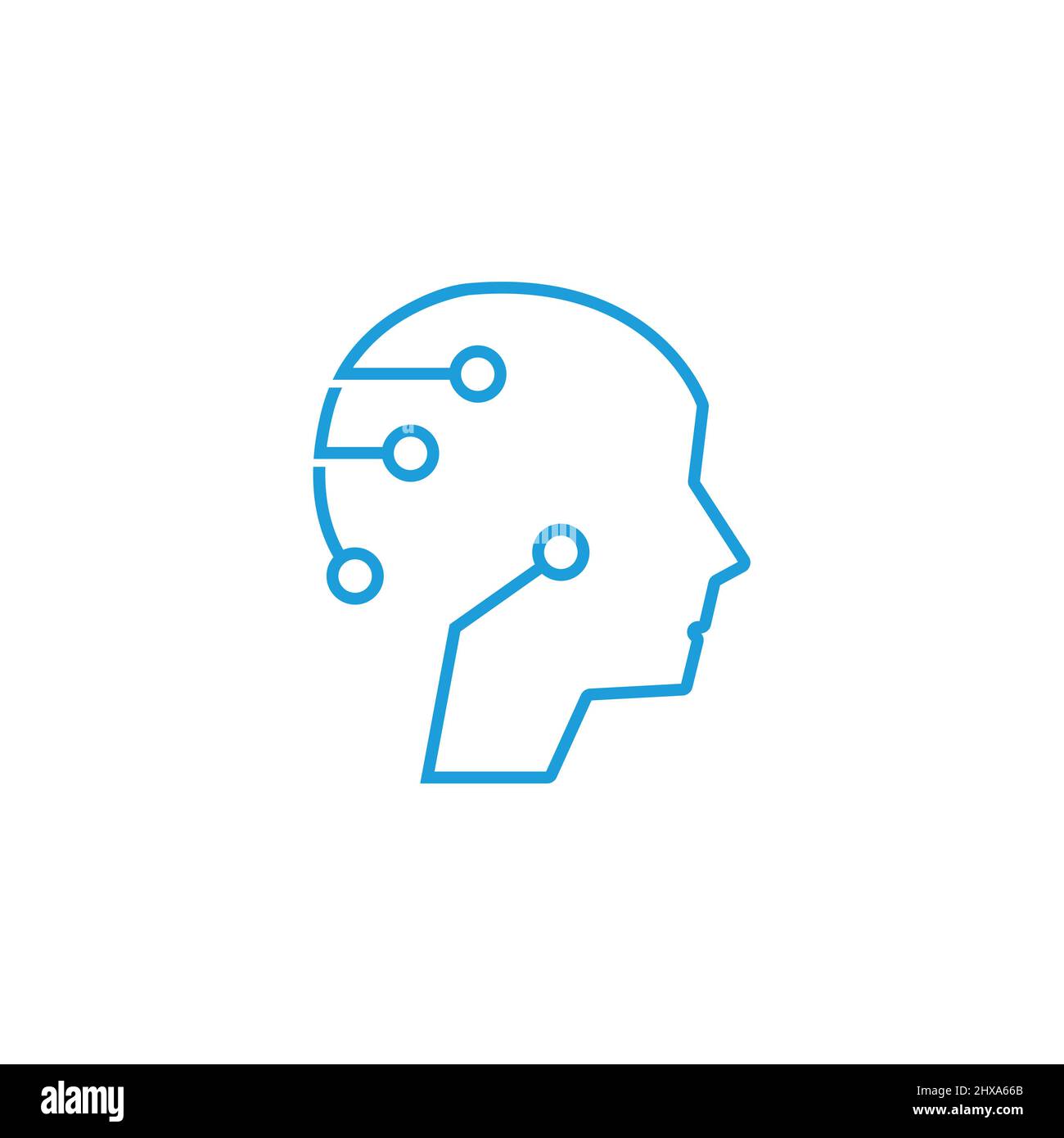 Human brain mind head with artificial intelligence robot head concept ...