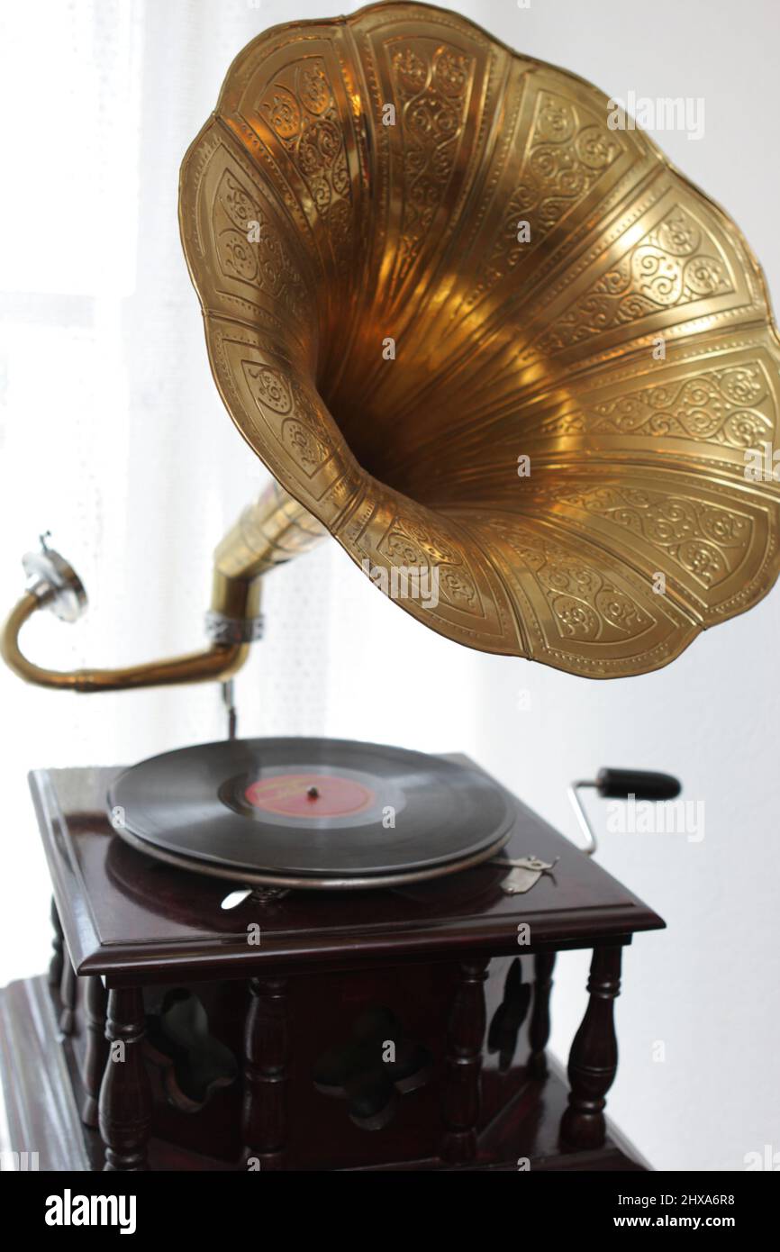The old gramophone in a museum, Russia Stock Photo - Alamy