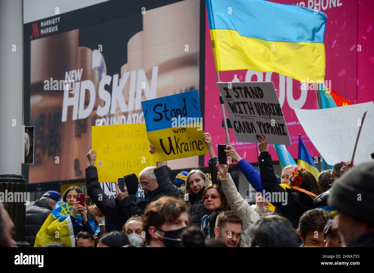 Hundreds gather at Times Square in New York City to show support and ...