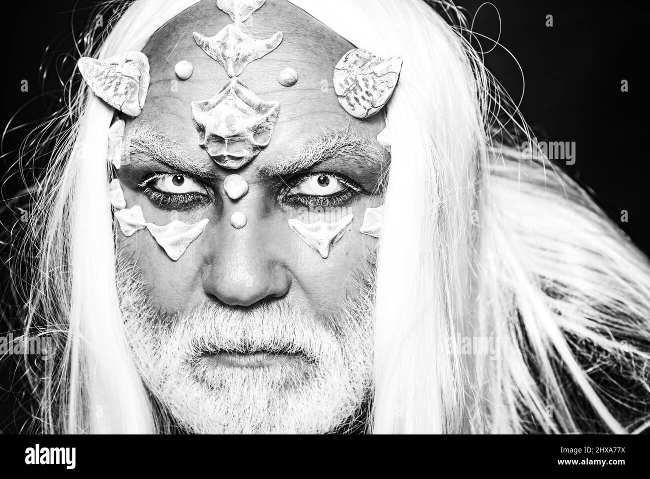 Devil eyes red horror man Black and White Stock Photos & Images - Alamy
