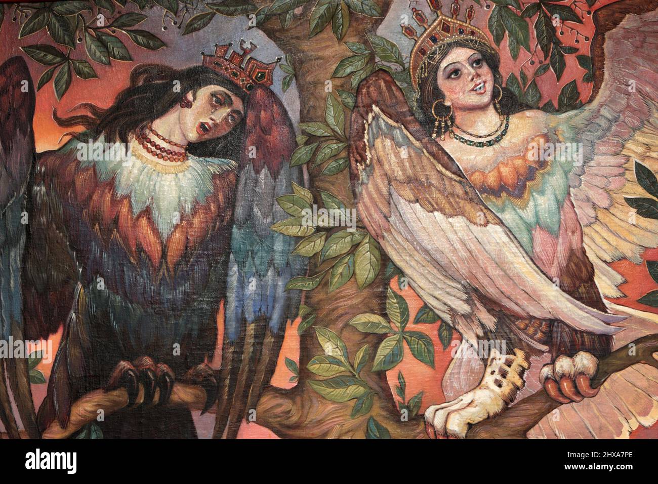 Angel and demon - old picture unknown artist Stock Photo - Alamy