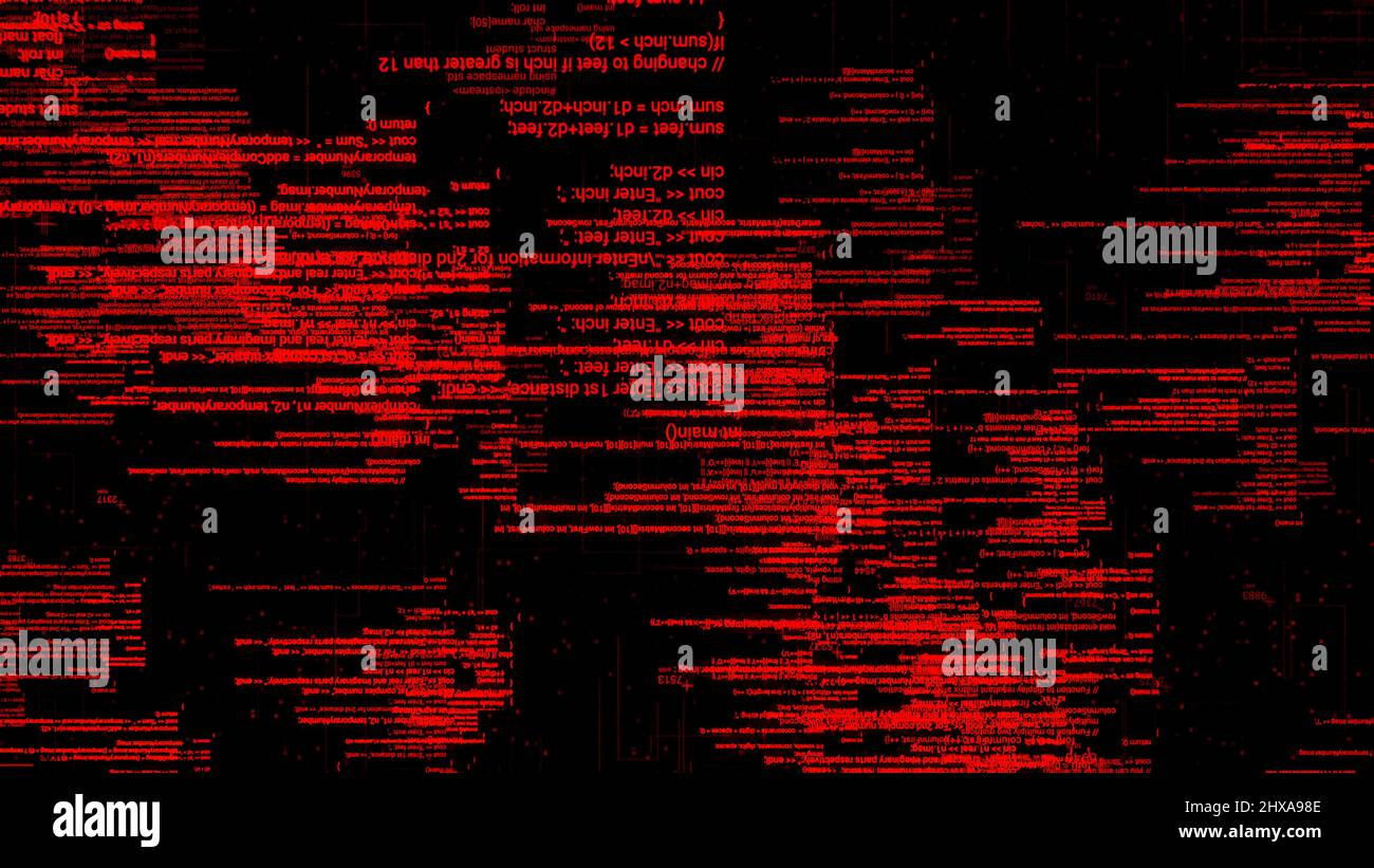 Abstract red horizontal lines of flowing data. Animation. Symbols ...