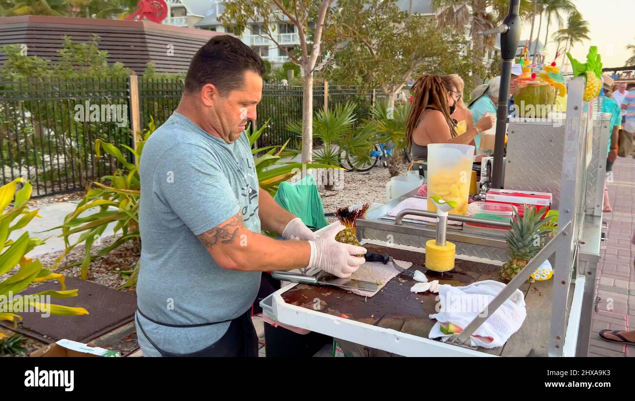 Cocktail bar in the streets of Key West selling Coconut and Pineapple ...