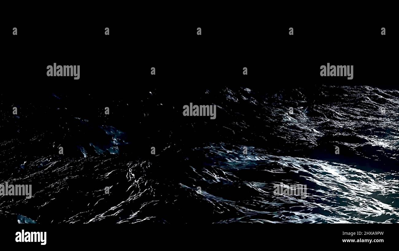 Animation of sea Waves at night. Landscape of world on sea or ocean ...