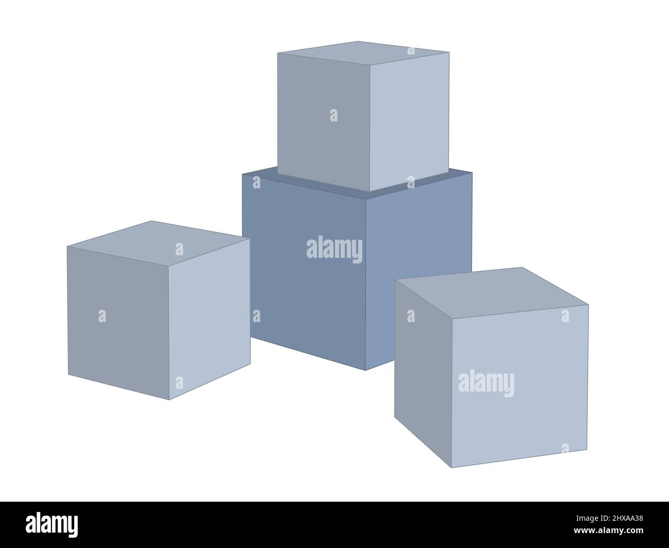 four 3d cubes. digital illustration isolated on white background Stock ...