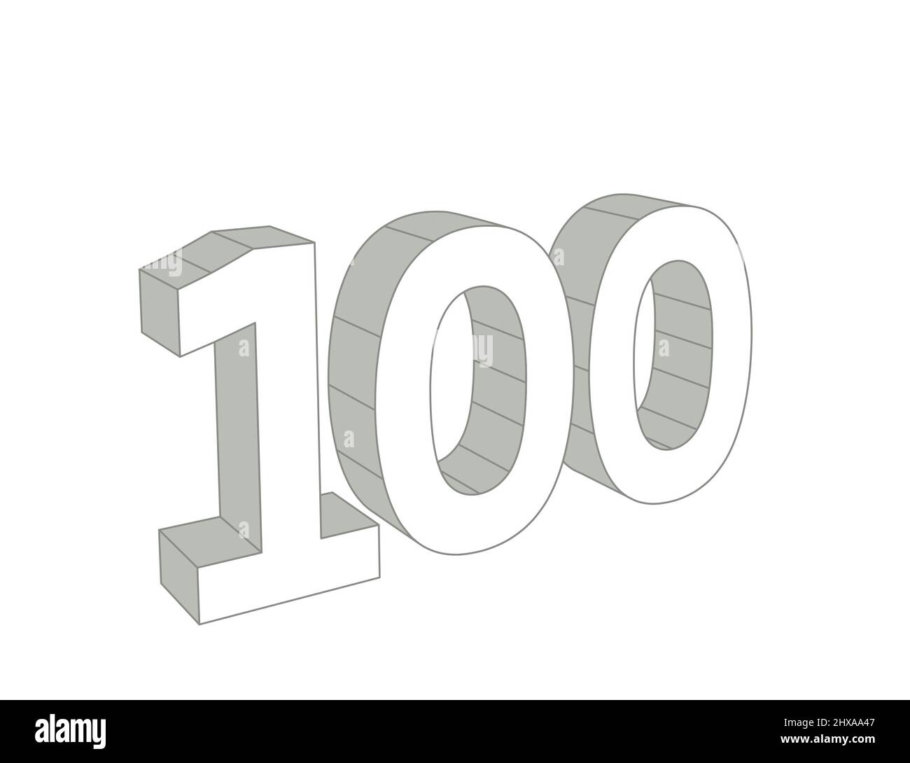number one hundred, 3d illustration isolated on white background ...