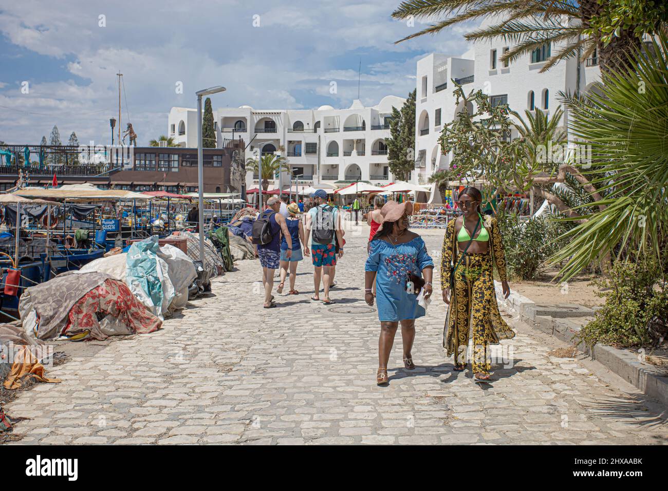 people walking on the port of Sousse Stock Photo - Alamy