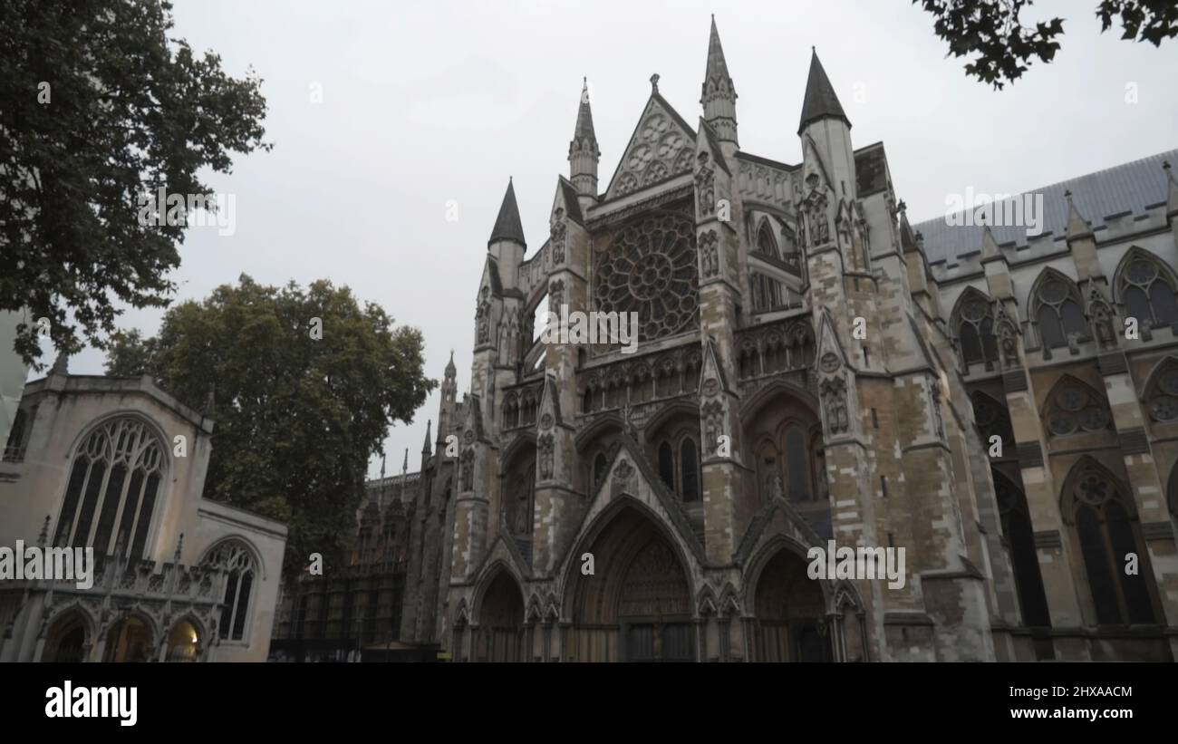 View from the bottom on the beautiful side entrance to Westminster ...