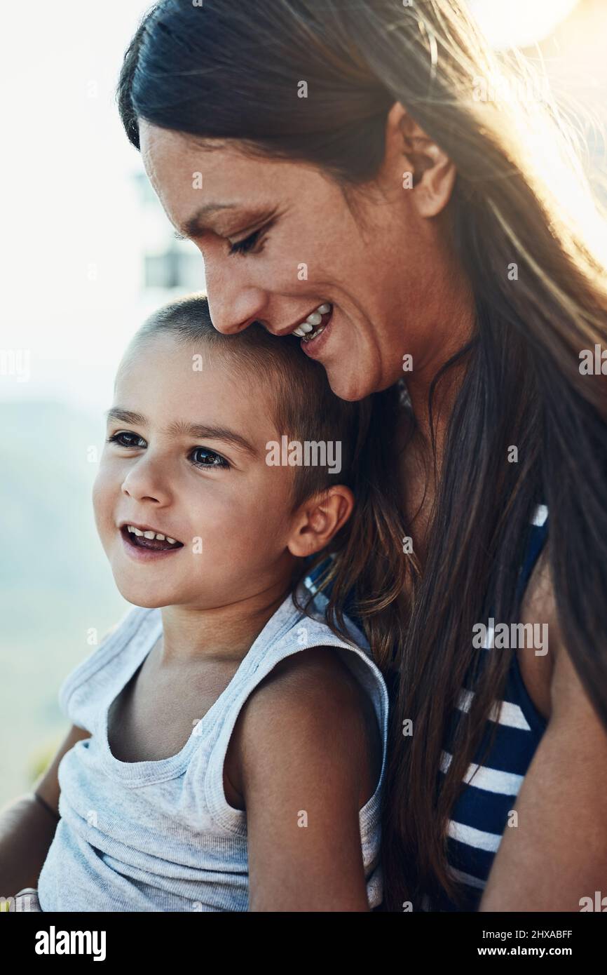 Were having such a good time. Cropped shot of a single mother spending ...