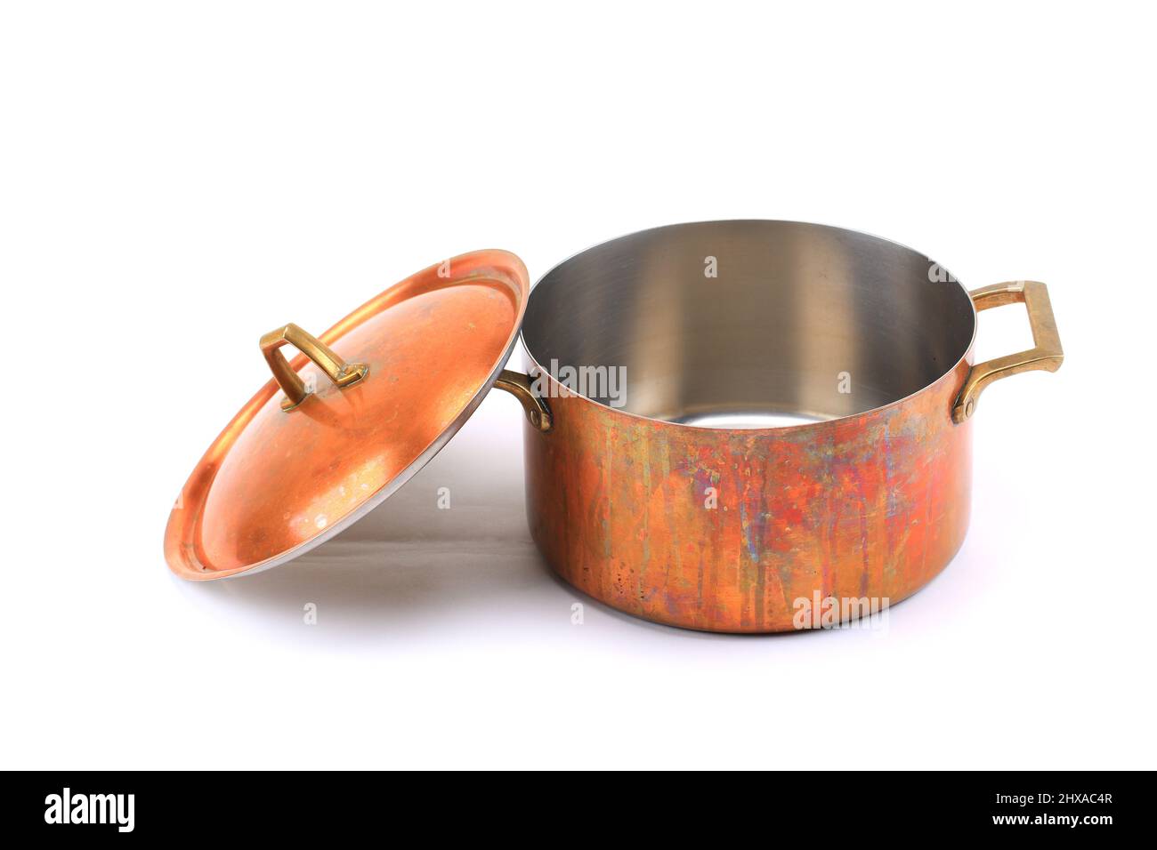 Copper Pot Isolated on White Background Stock Photo - Alamy