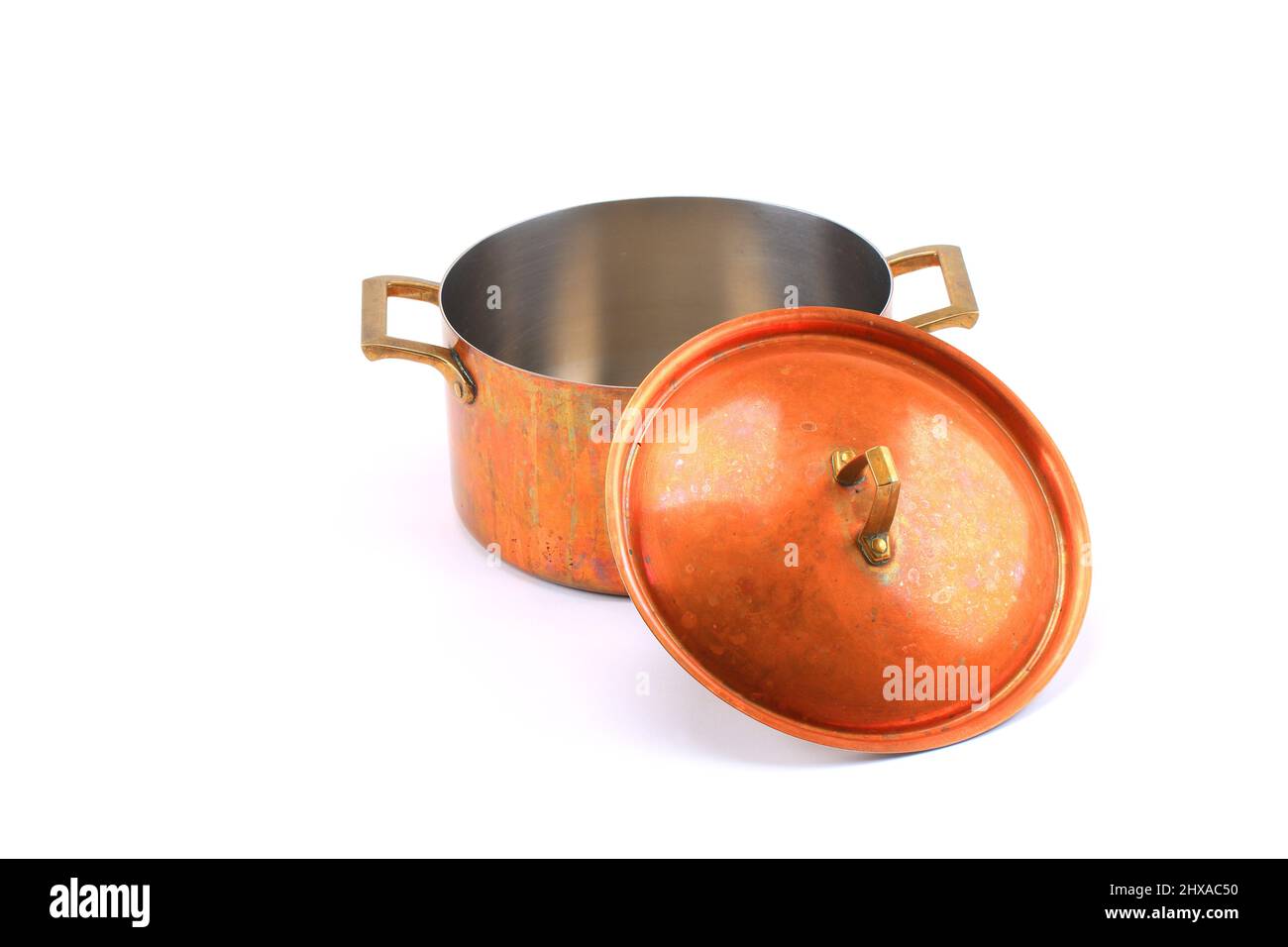 Copper Pot Isolated on White Background Stock Photo - Alamy