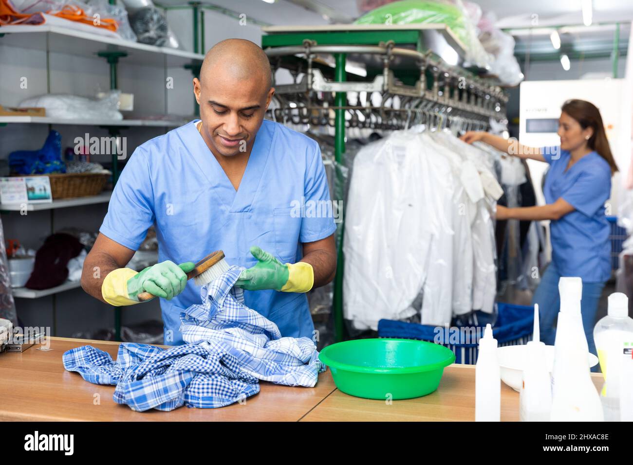 Portrait of laundry worker during daily work Stock Photo - Alamy