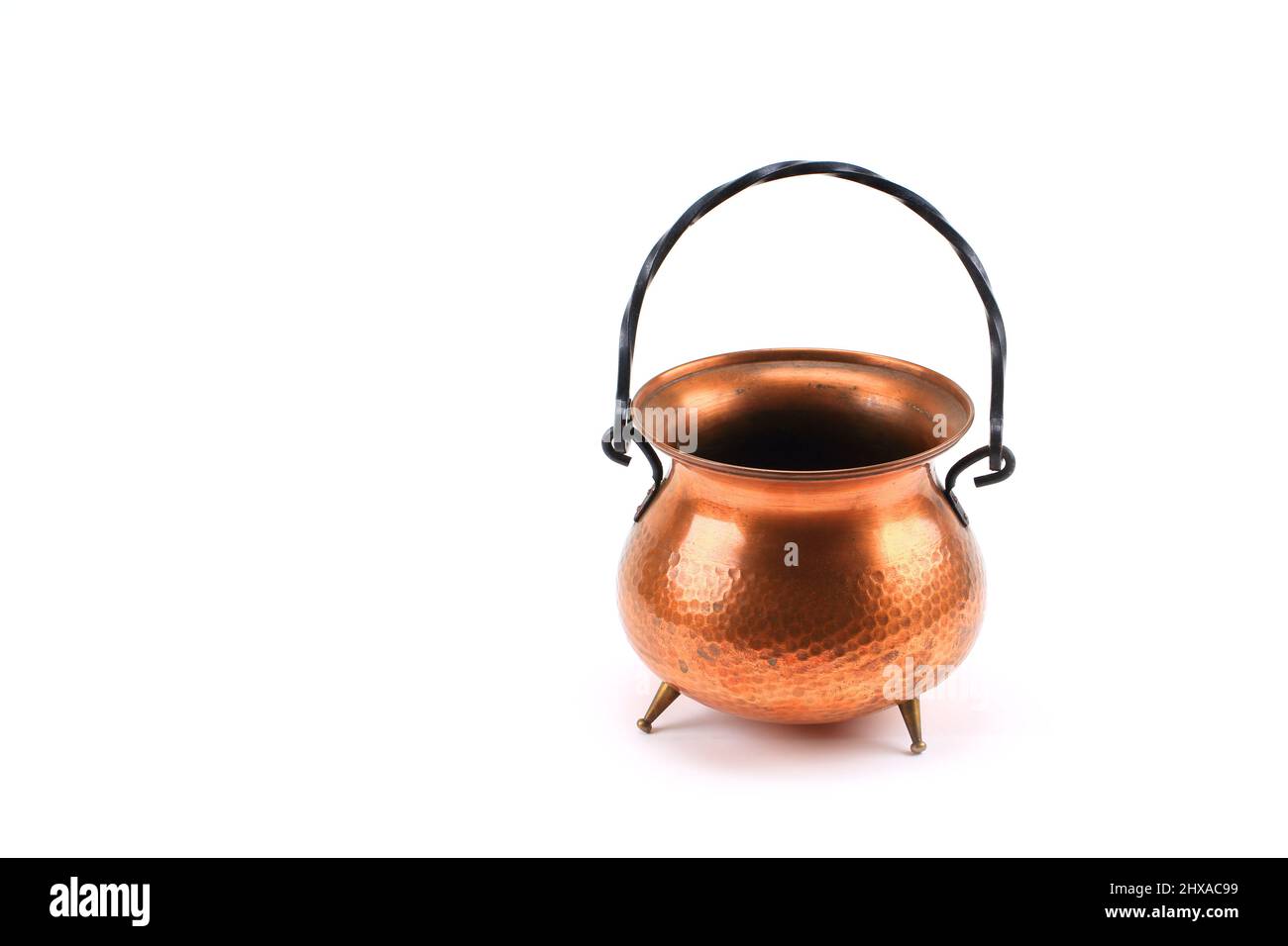 Copper Pot Isolated on White Background Stock Photo - Alamy
