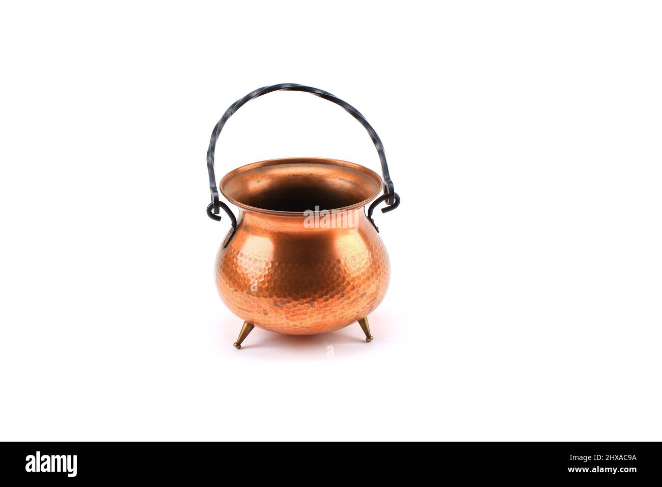 Copper Pot Isolated on White Background Stock Photo - Alamy