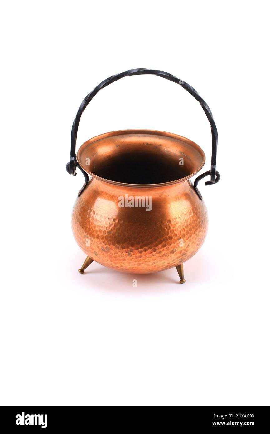 Copper Pot Isolated on White Background Stock Photo - Alamy