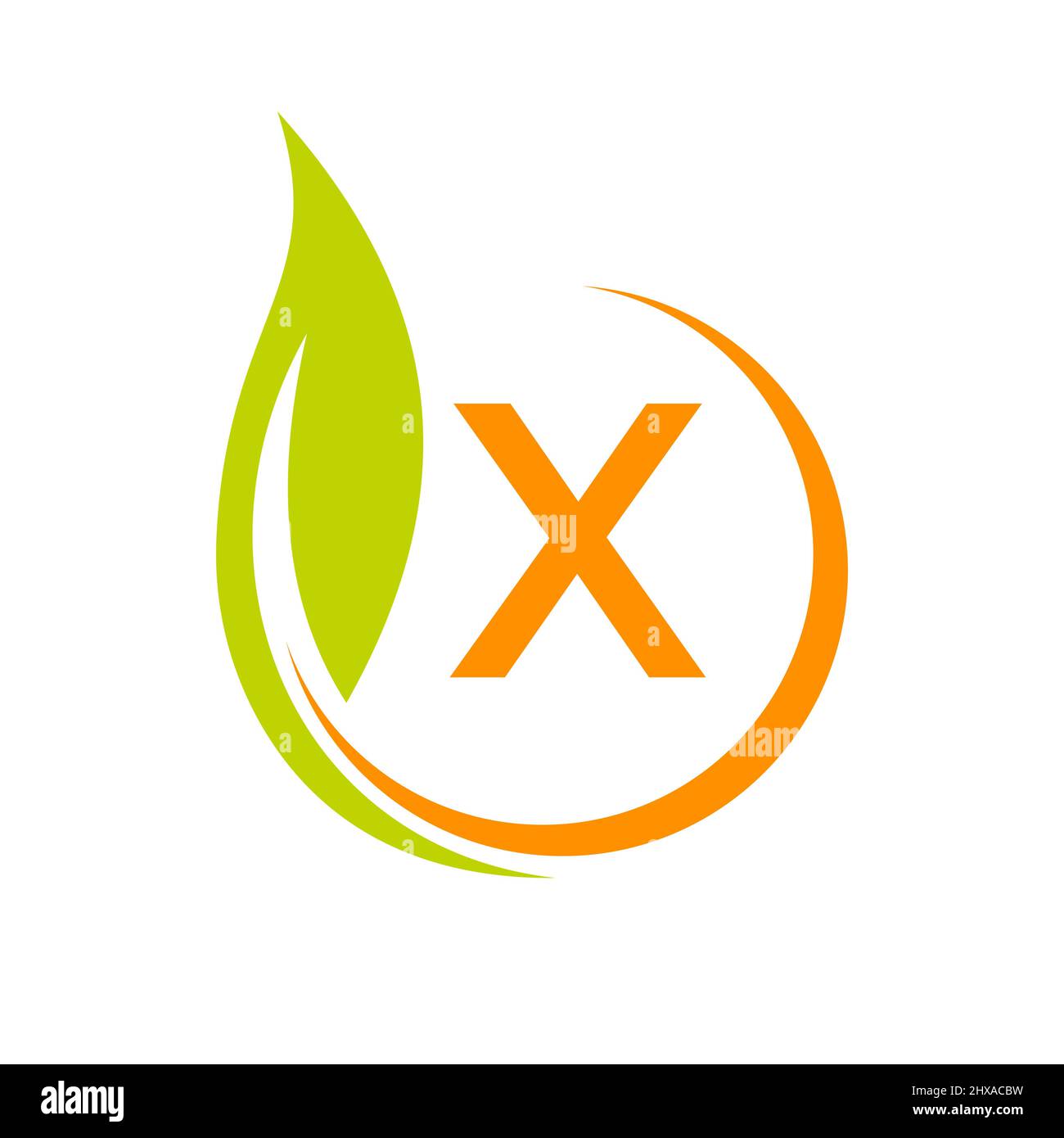 Healthy Natural Product Label Logo On Letter X Template. Letter X Eco ...