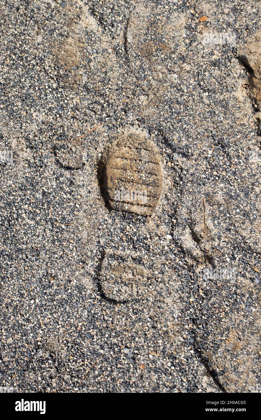 Footprint/Shoe print detailed in gravel Stock Photo - Alamy