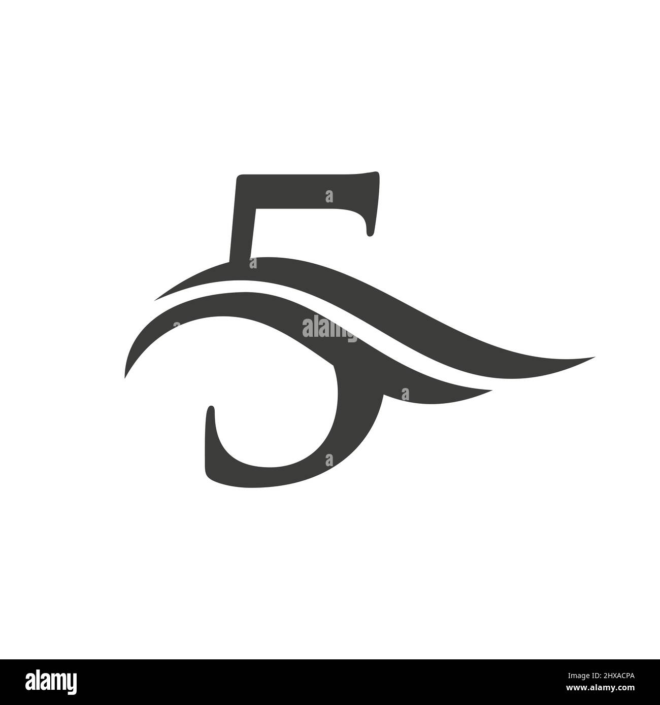 Letter 5 Logo Icon Design. Letter 5 Wave Sign Modern, Flat And ...
