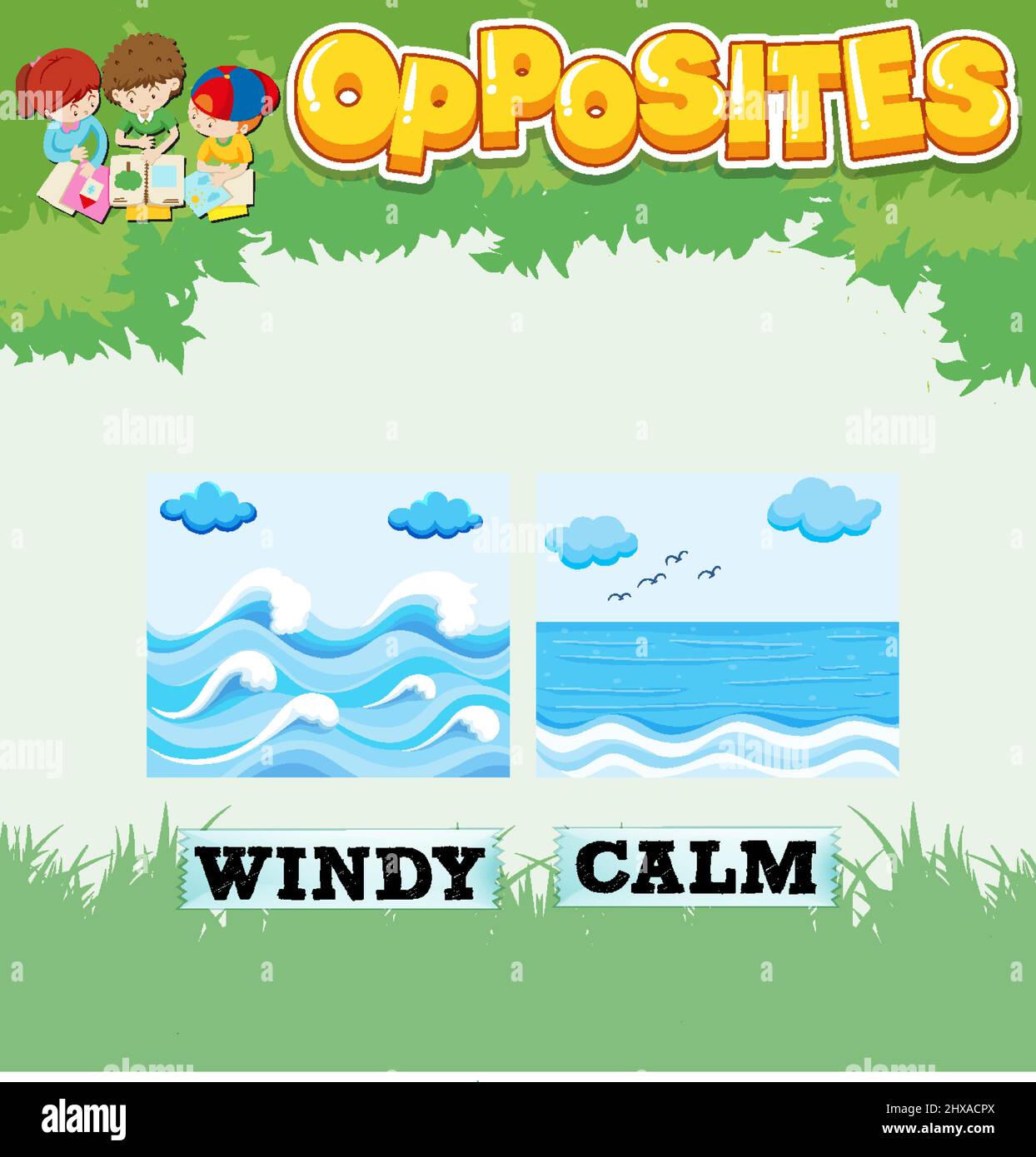 Opposite words for windy and calm illustration Stock Vector Image & Art ...