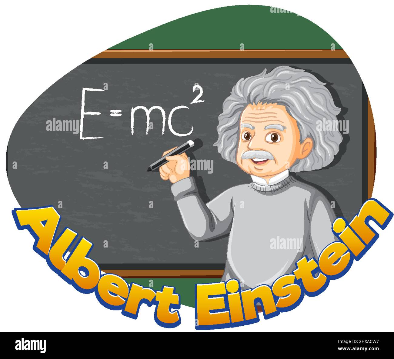 Portrait of Albert Einstein in cartoon style illustration Stock Vector ...