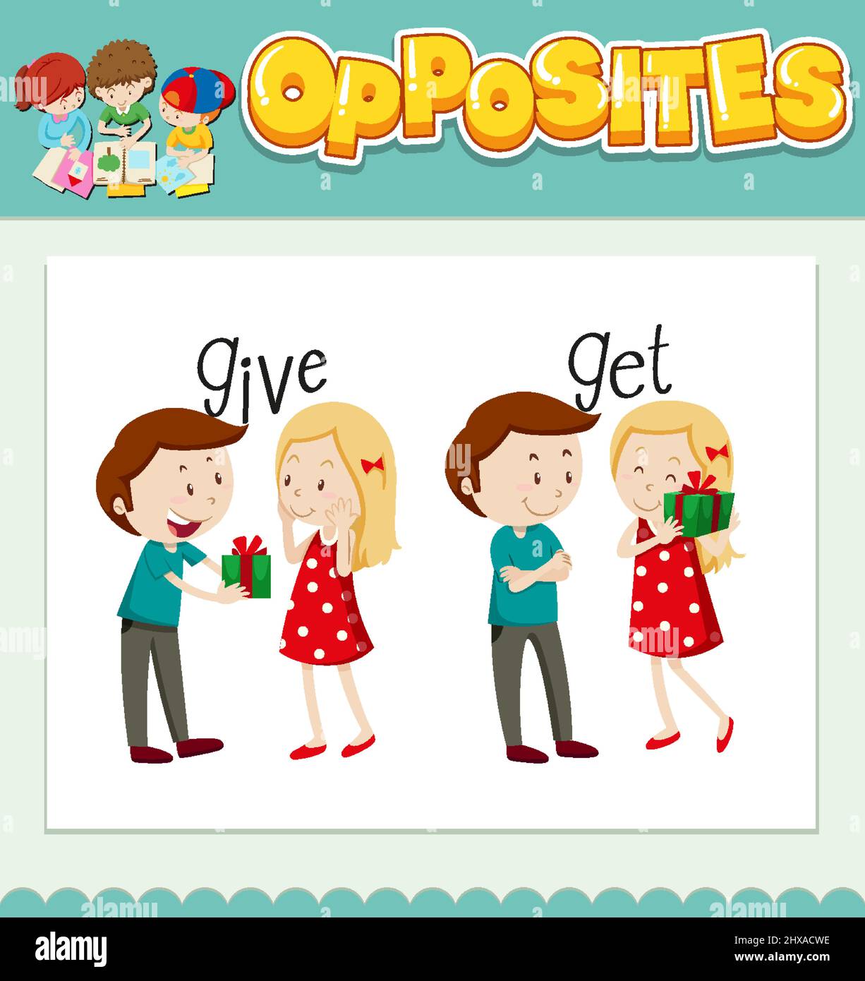 Opposite words for give and get illustration Stock Vector Image & Art ...
