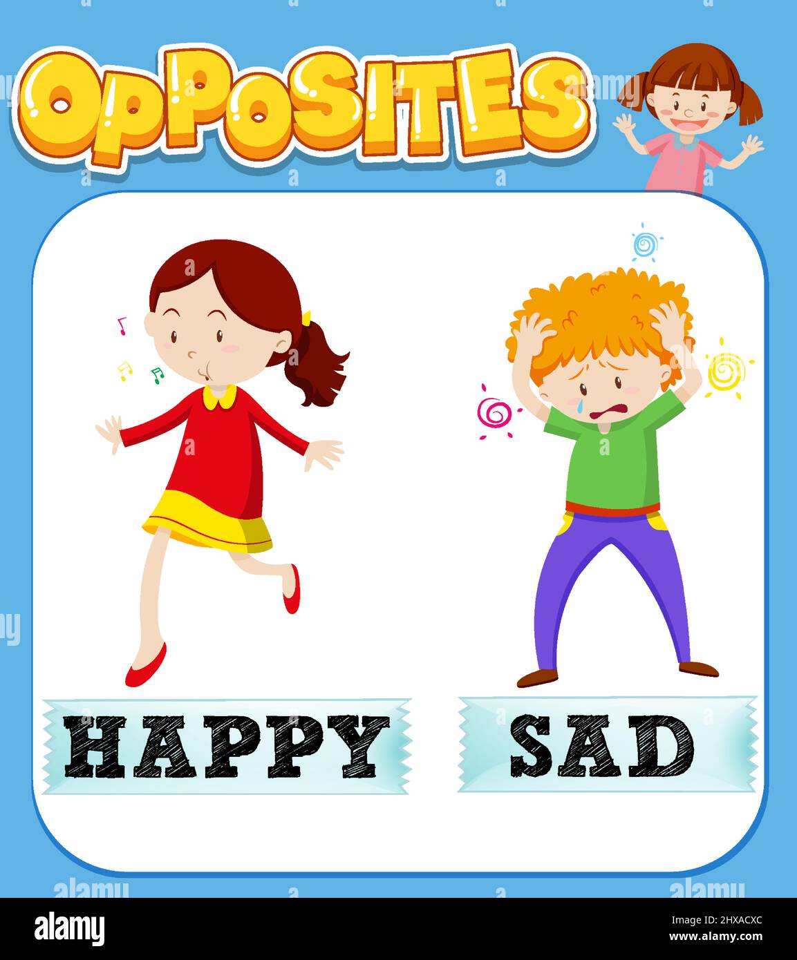 Opposite words for happy and sad illustration Stock Vector Image & Art ...