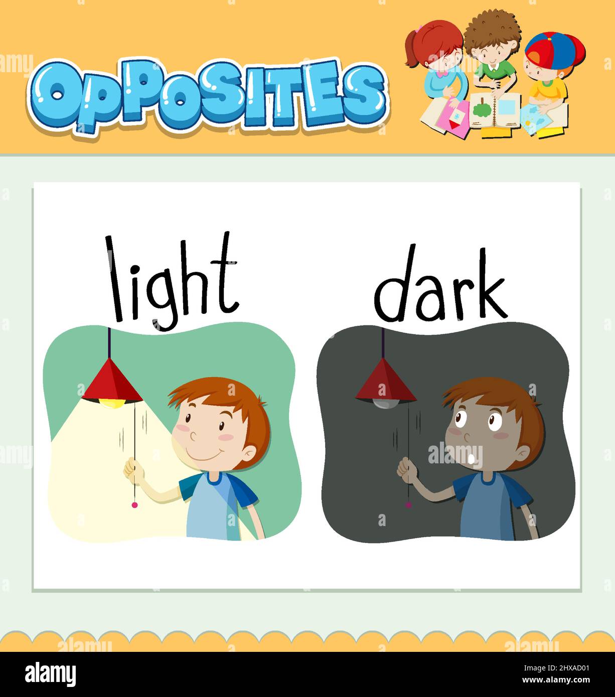 Opposite words for light and dark illustration Stock Vector Image & Art ...