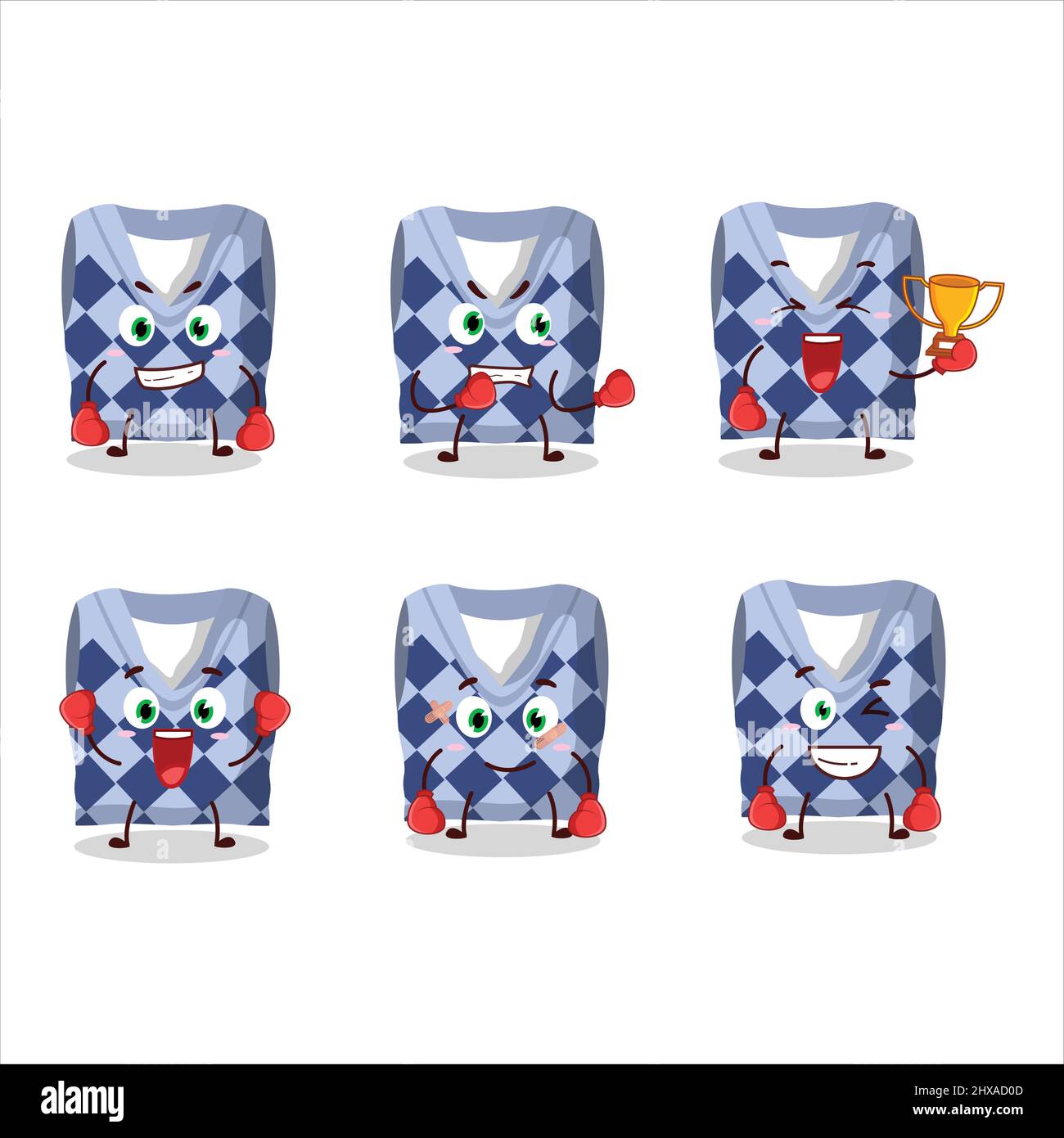 A sporty blue school vest boxing athlete cartoon mascot design. Vector ...