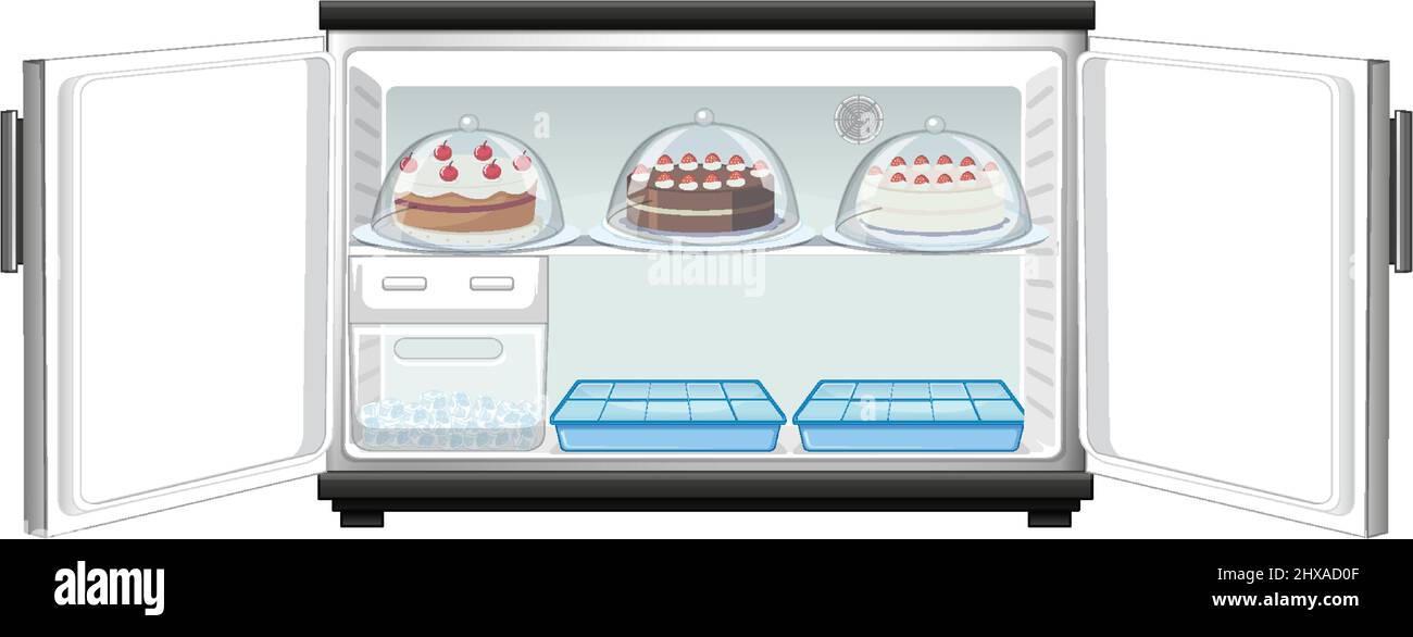 An inside the refrigerator with food illustration Stock Vector Image ...