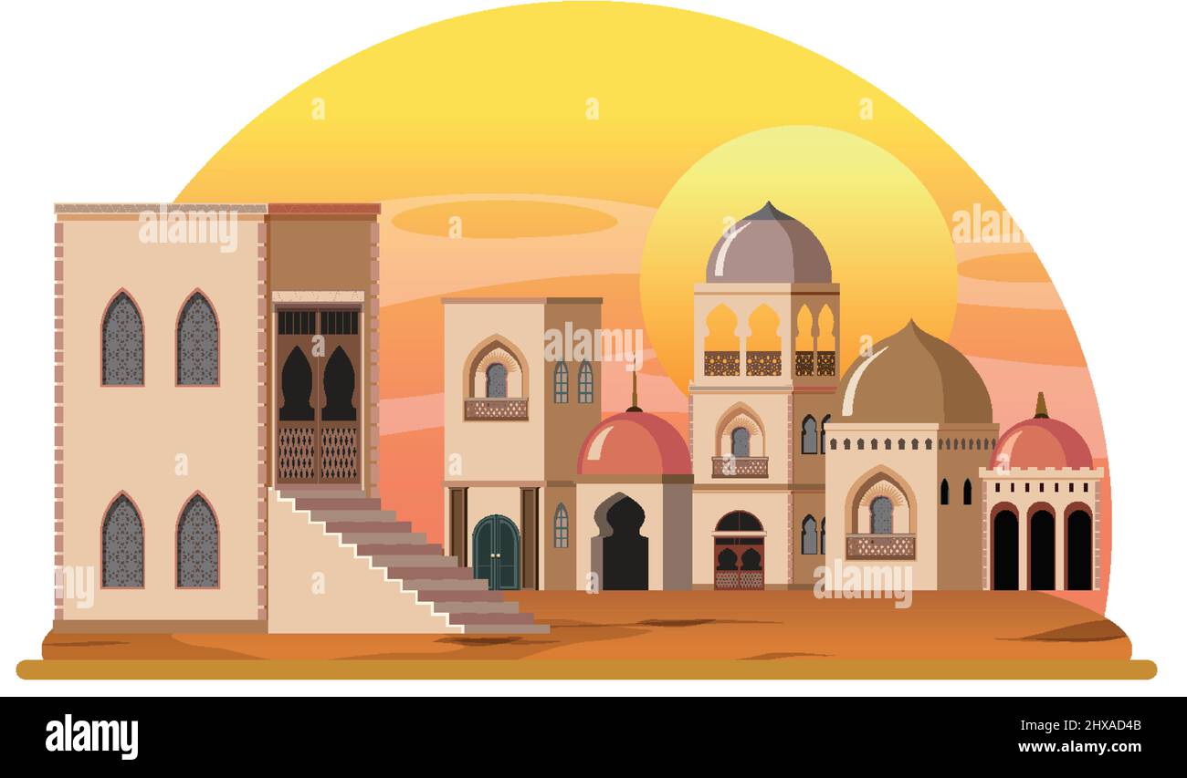 Arabian architecture house and building illustration Stock Vector Image ...