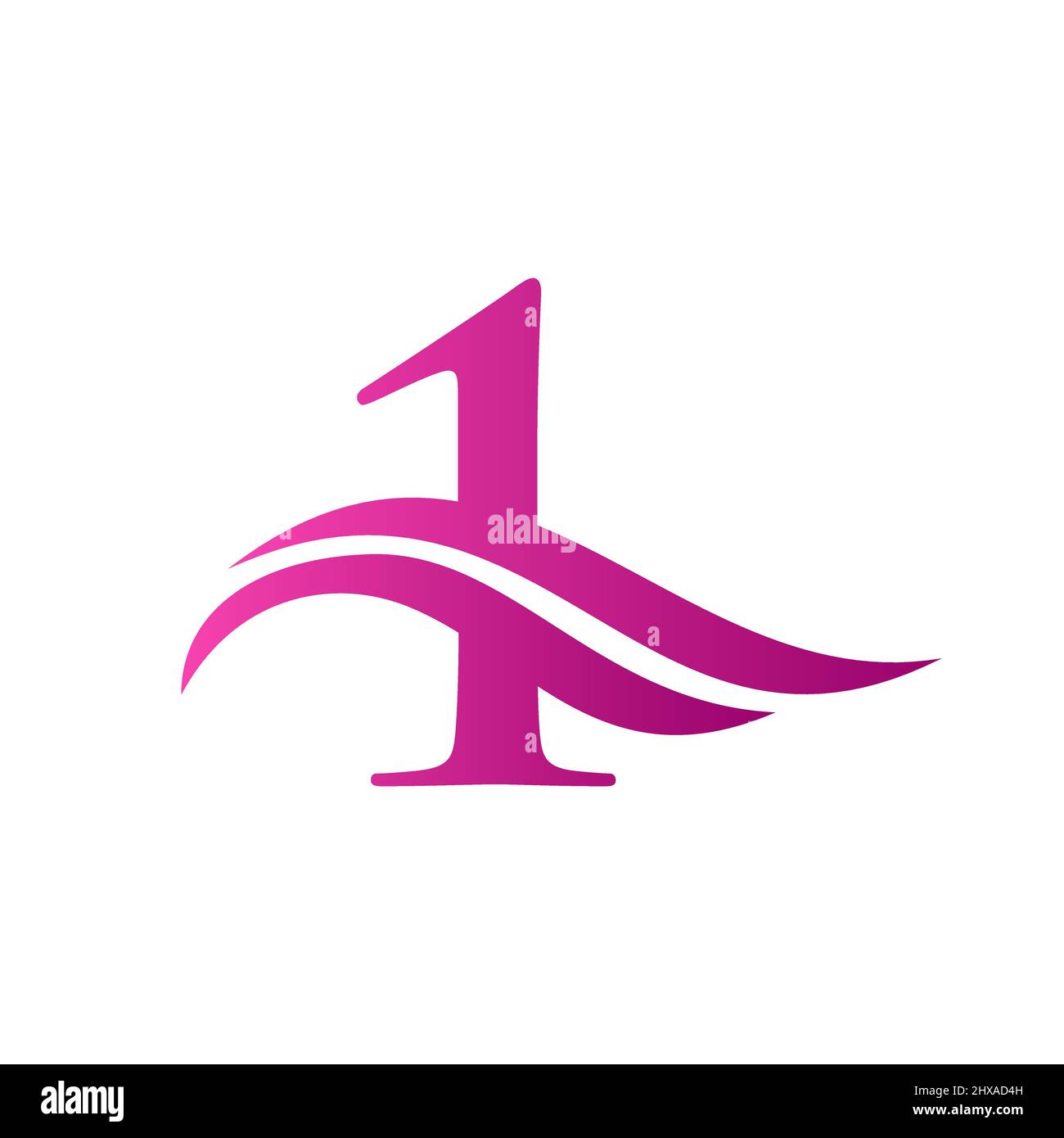 Letter 1 Logo Icon Design. Letter 1 Wave Sign Modern, Flat And ...