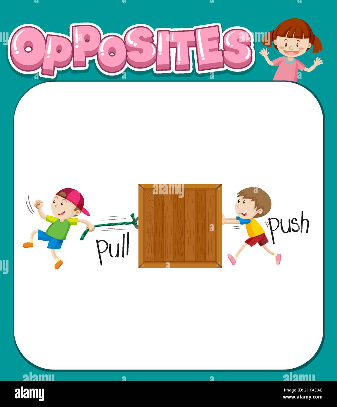 Opposite words for pull and push illustration Stock Vector Image & Art ...