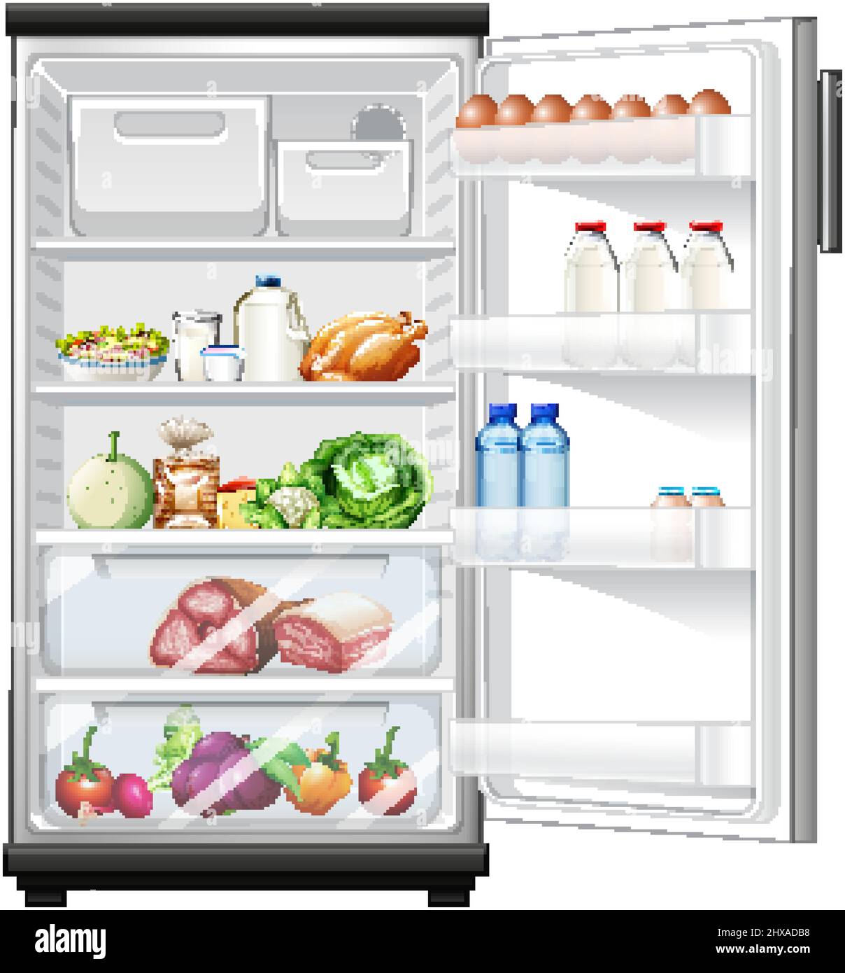 Refrigerator with lots of food illustration Stock Vector Image & Art ...