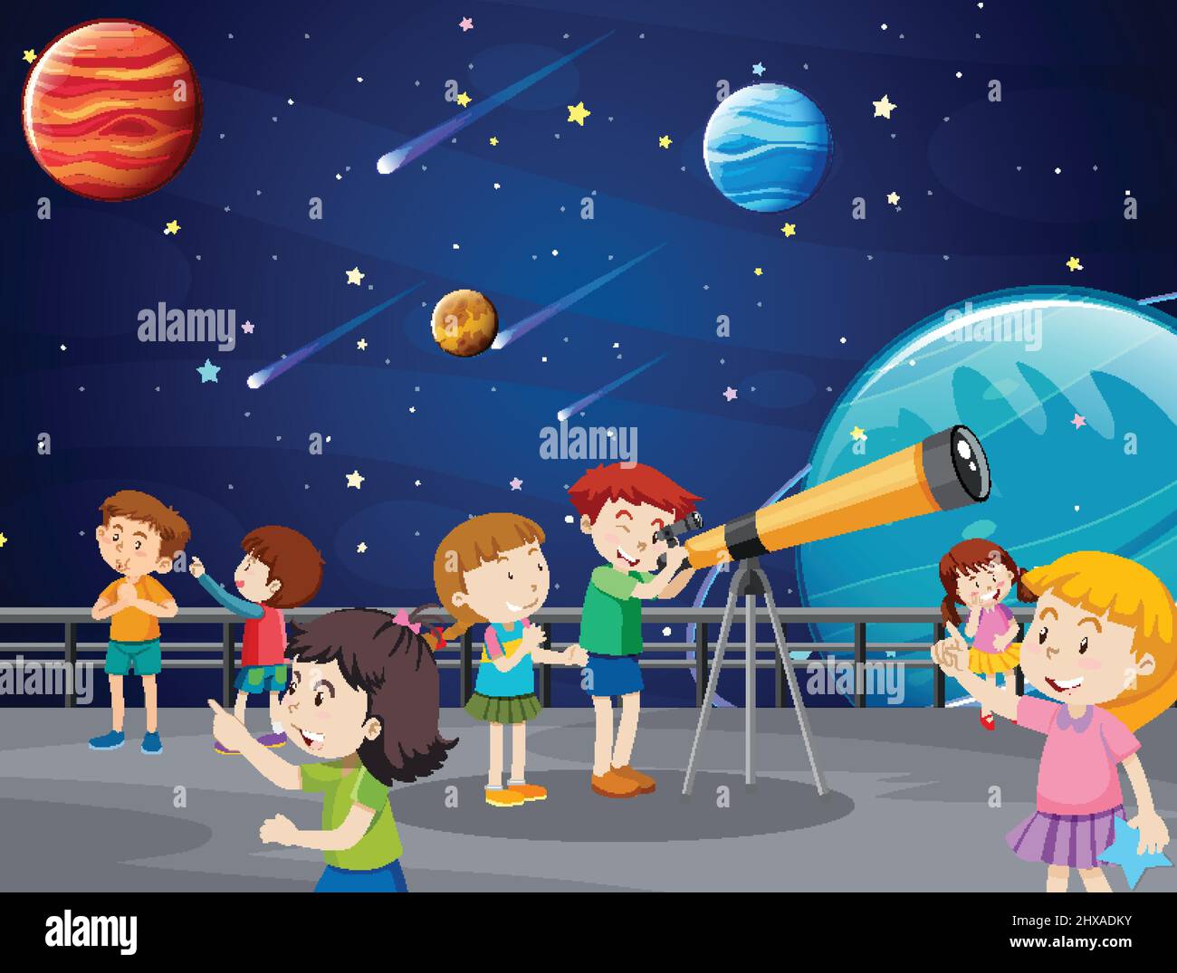 Female astronomer observatory Stock Vector Images - Alamy