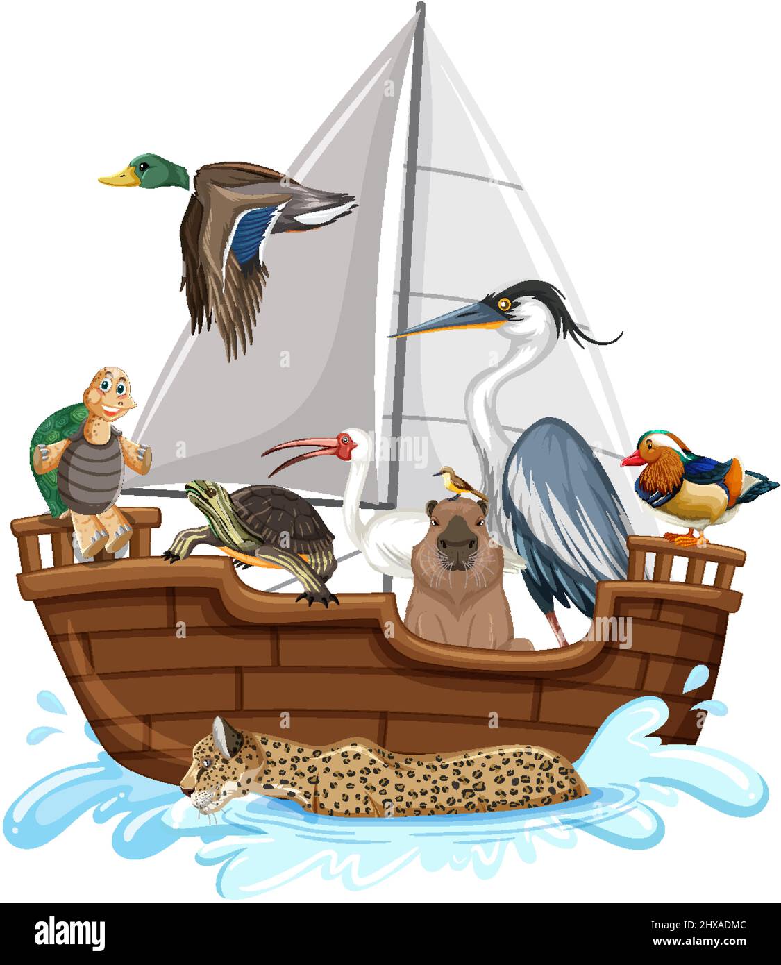 Many animals on the boat illustration Stock Vector Image & Art - Alamy
