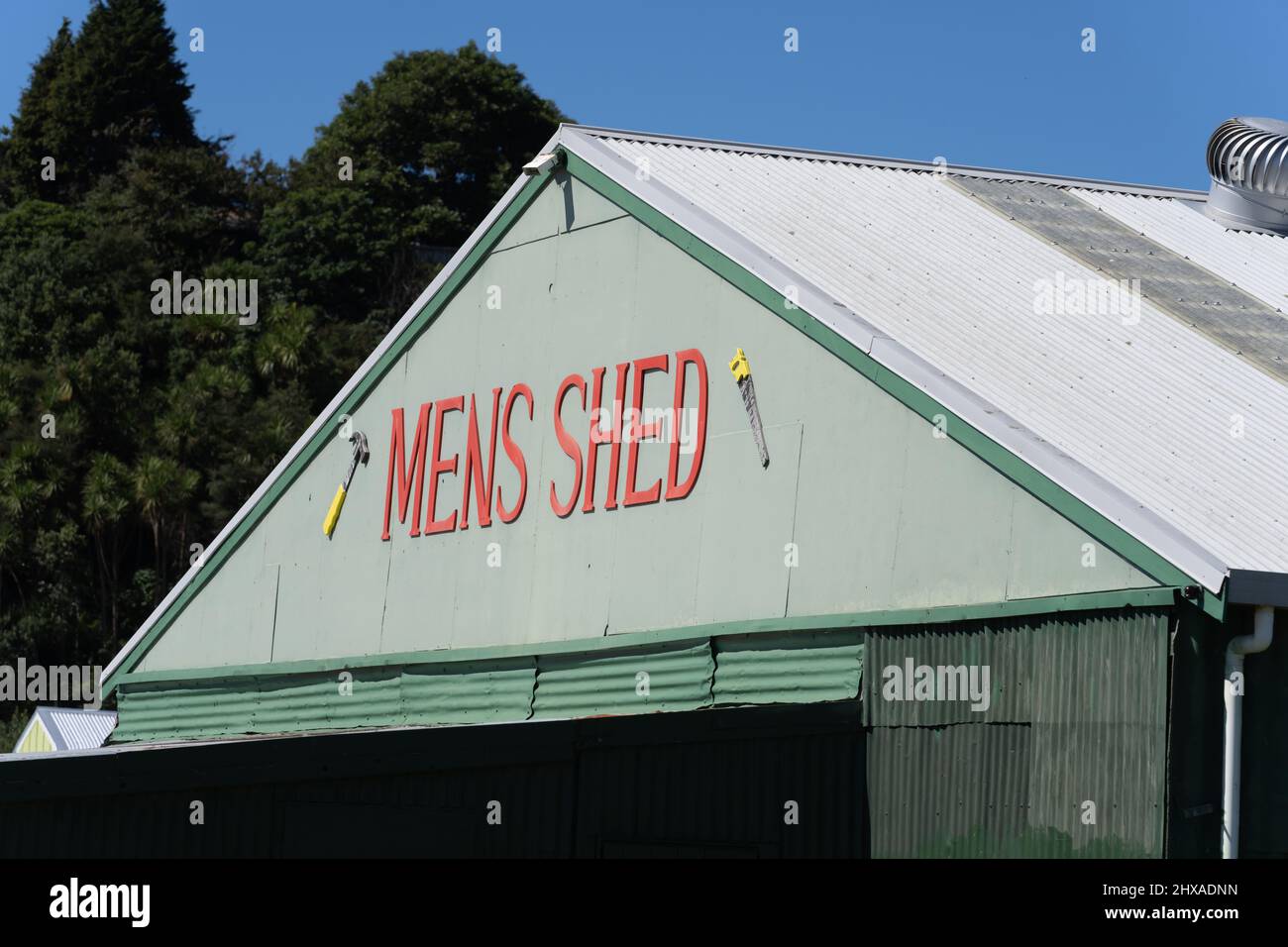 Tauranga New Zealand - March 10 2022; gable and facade of building with ...