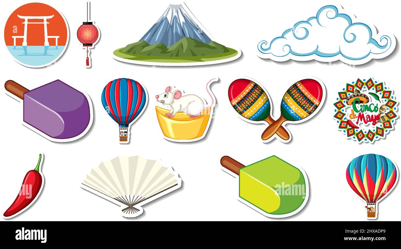 Set of different traditional objects illustration Stock Vector Image ...