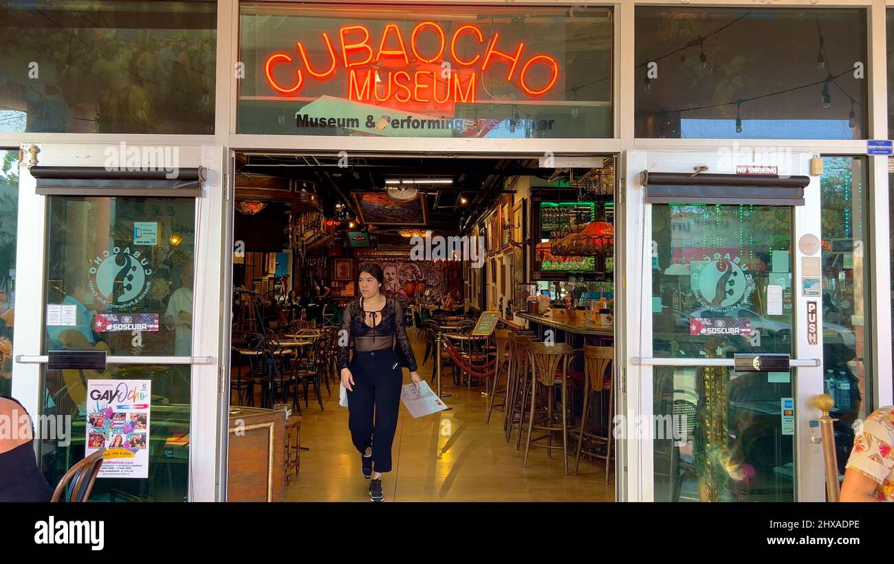 Cuban bar at Little Havana Calle Ocho - MIAMI, UNITED STATES - FEBRUARY ...