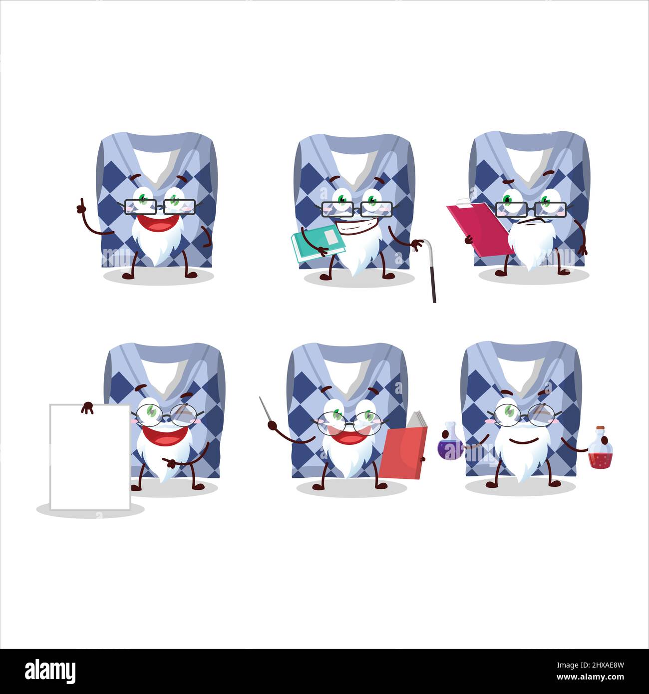 Professor blue school vest academic cartoon character working on ...