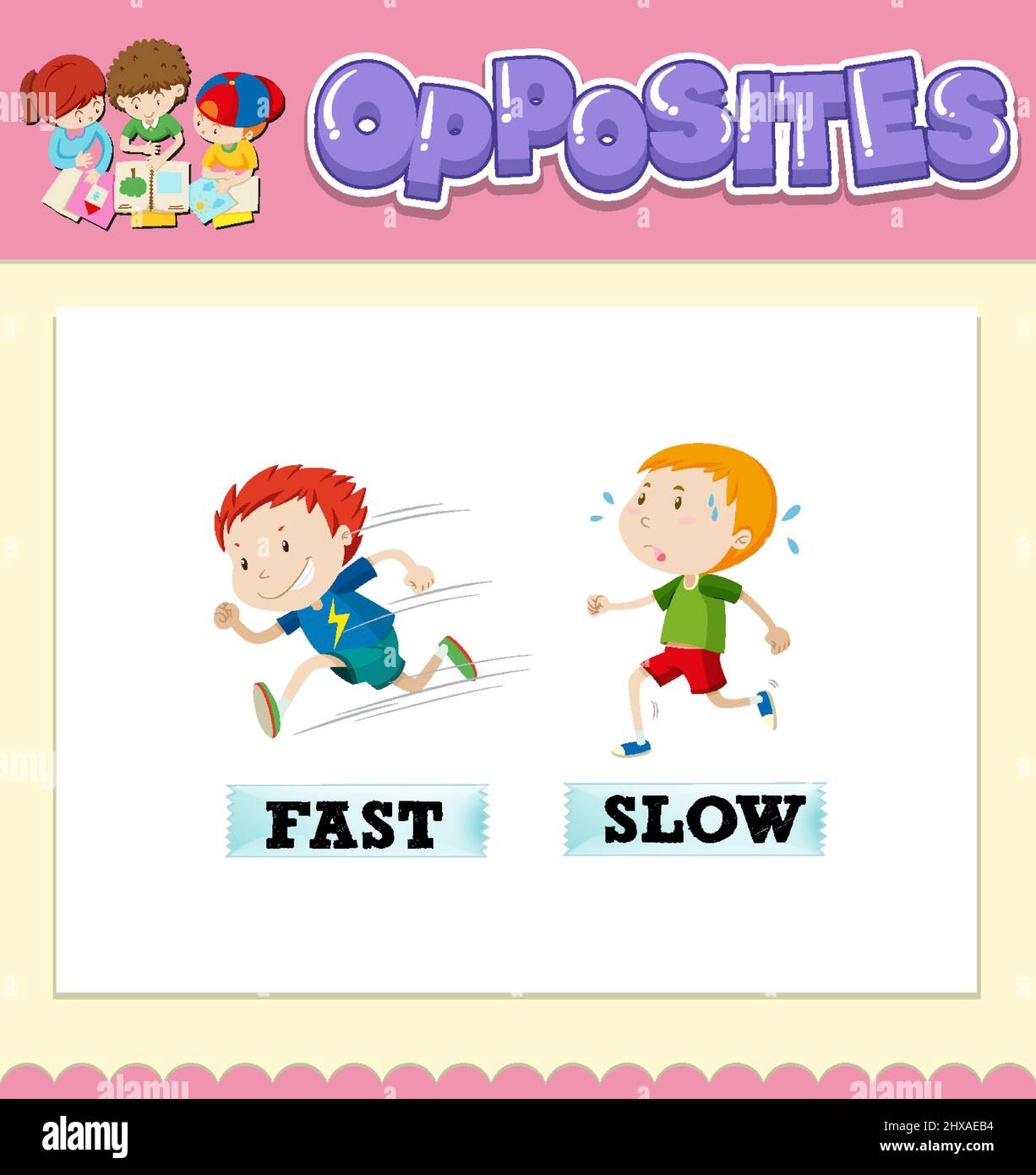 Opposite words for fast and slow illustration Stock Vector Image & Art ...