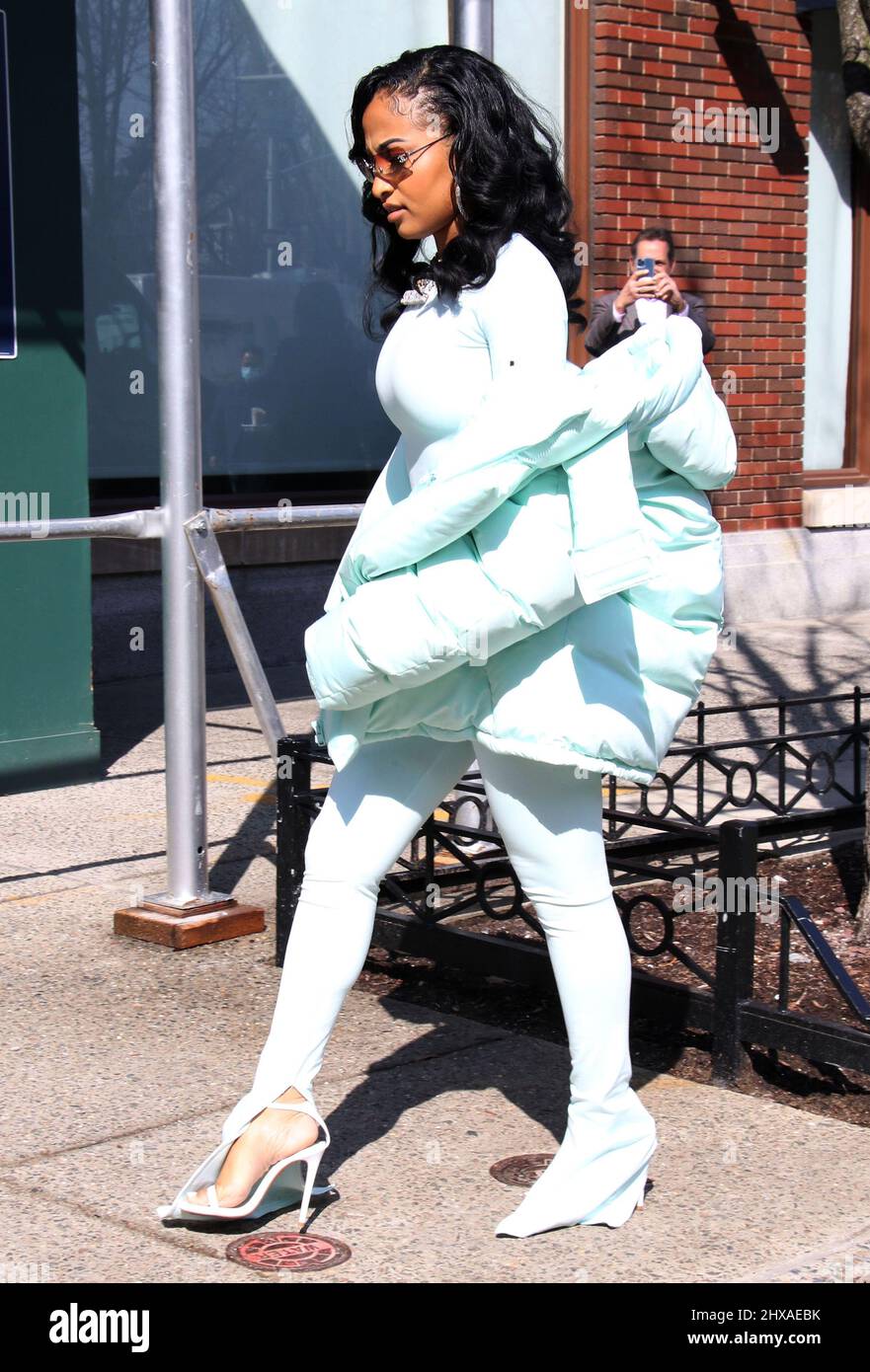 New York, USA. 10th Mar, 2022. Shenseea seen in town while promoting ...