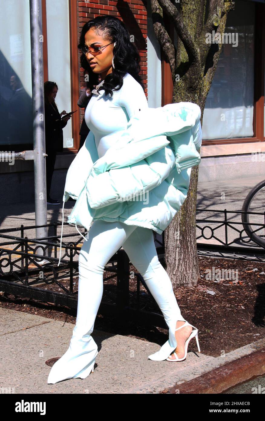 New York, USA. 10th Mar, 2022. Shenseea seen in town while promoting ...