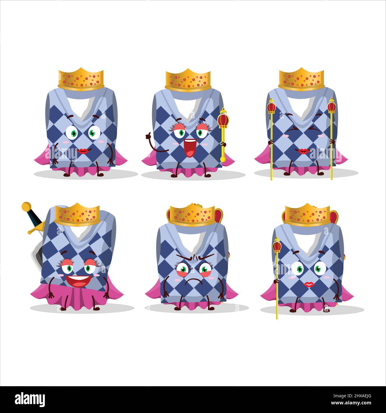 Queen and her magic clothes cartoon of blue school vest wearing tiara ...