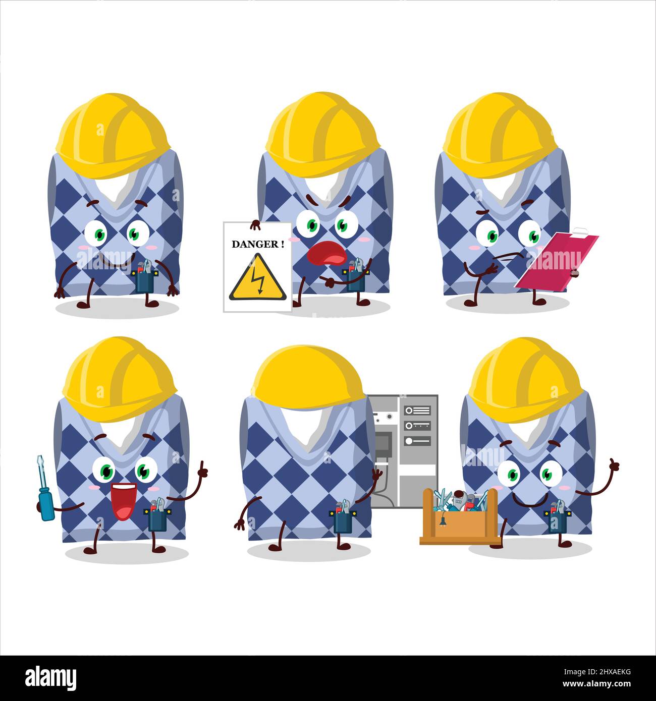 Professional Lineman blue school vest cartoon character with tools ...
