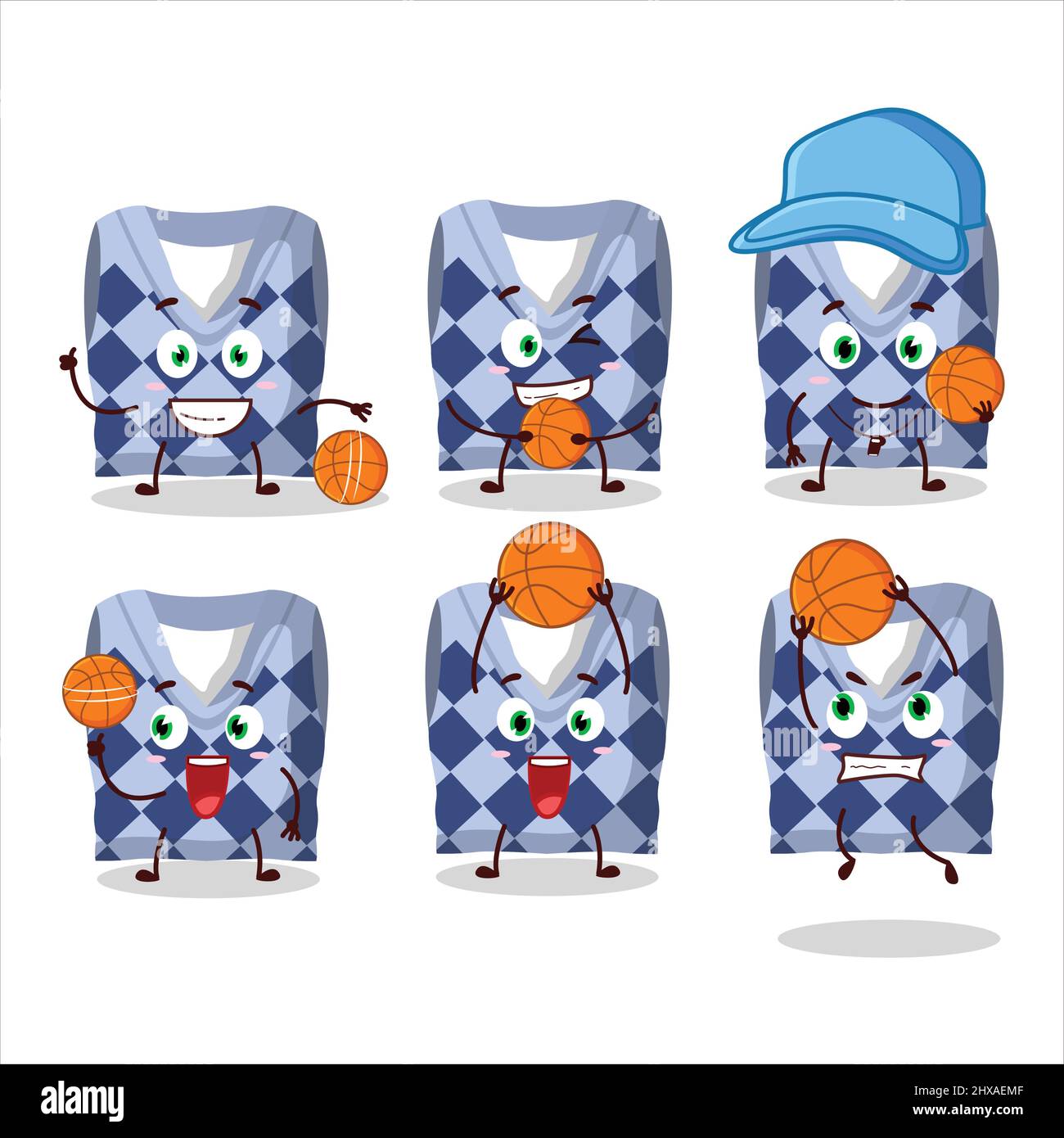 Talented blue school vest cartoon character as a basketball athlete ...