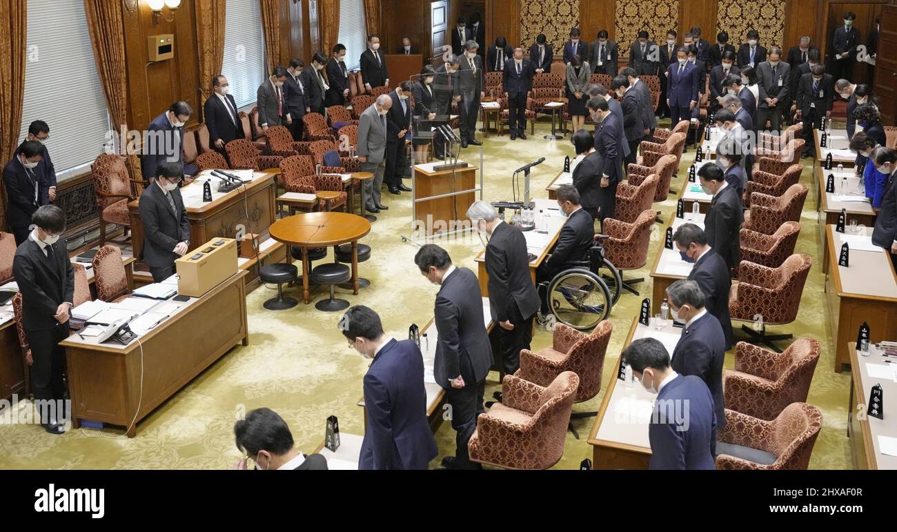 Miyagi Japan 11th Mar 2022 Japanese Lawmakers Observe A Moment Of
